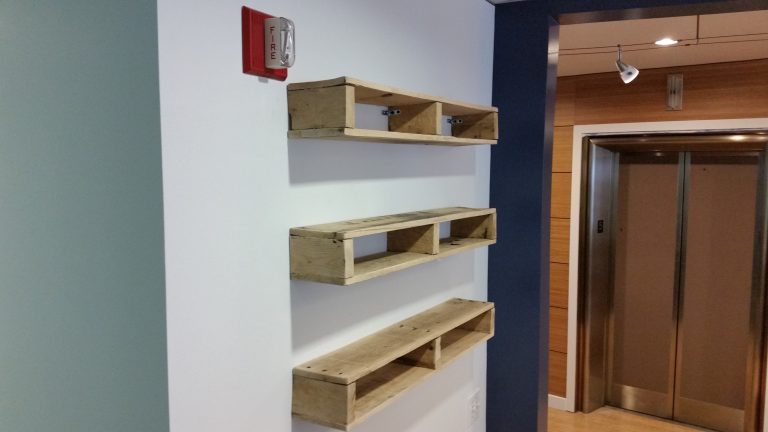 Floating pallet shelves, built and installed - Hedgehog Home Services, LLC
