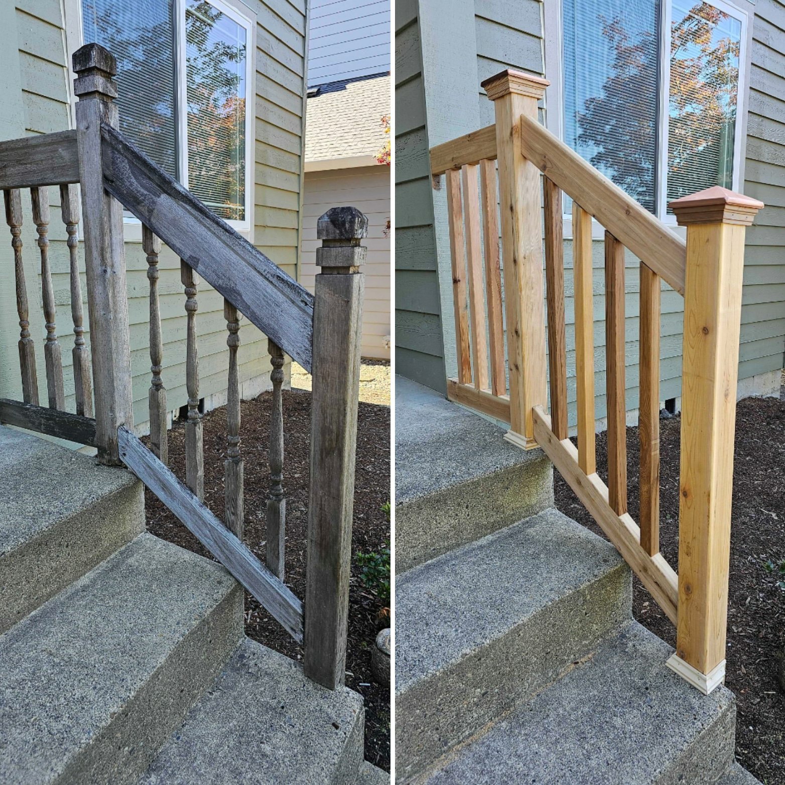 Wood railing replacement - Hedgehog Home Services, LLC